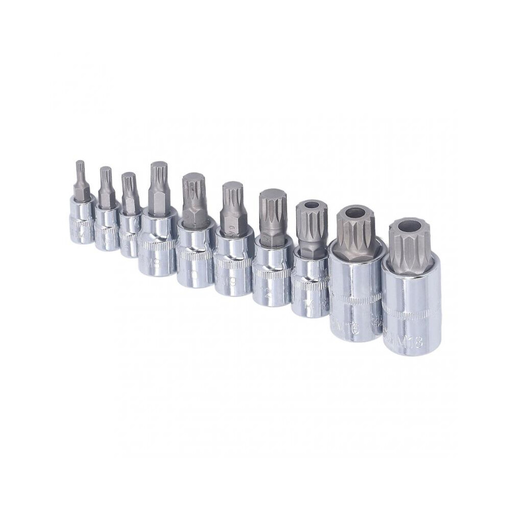 10 Pcs Triple Square Spline Bit Socket M4 To M18 1/4in 3/8in 1/2in ...