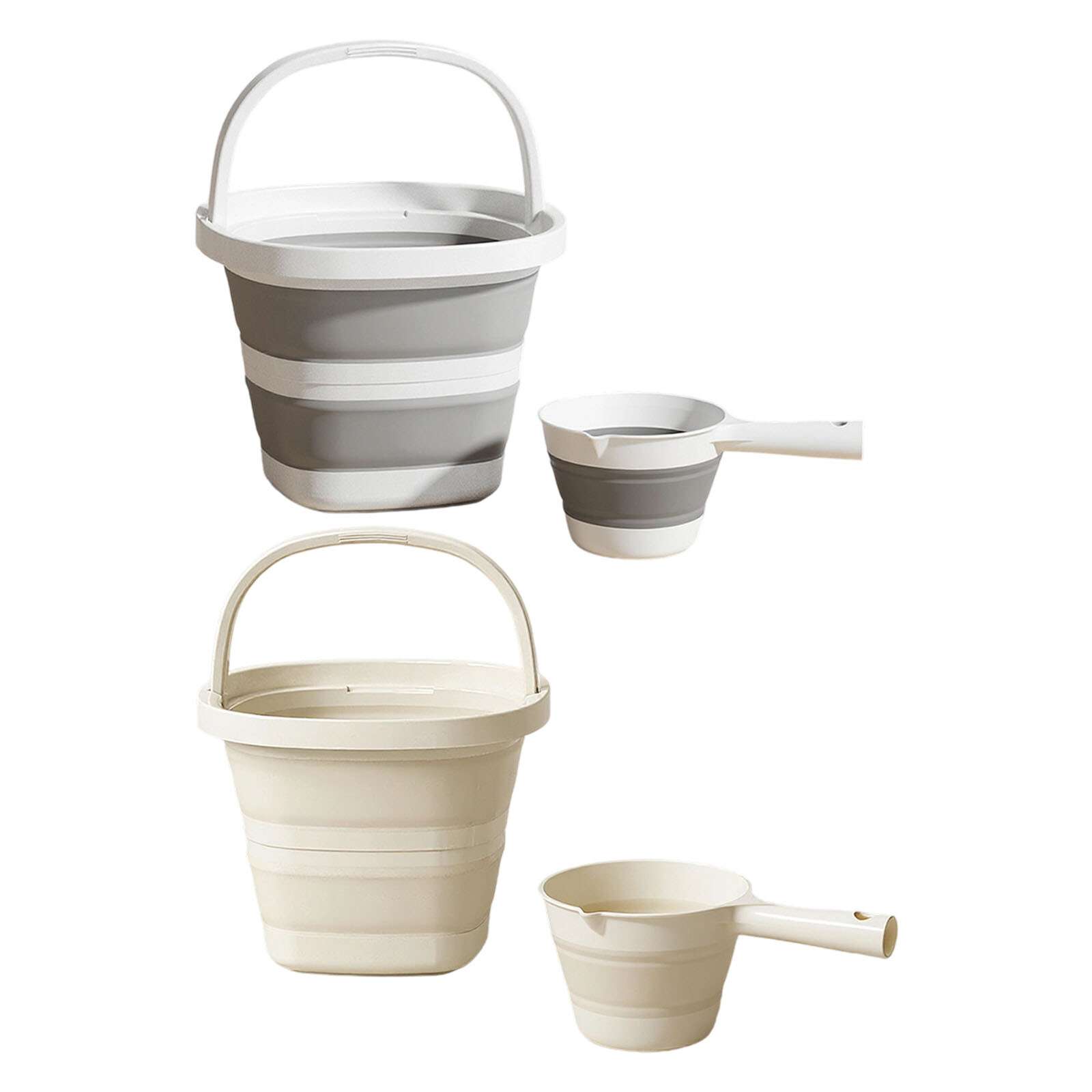 Multipurpose Foldable Water Bucket And Scoops-Creamy middle on OnBuy