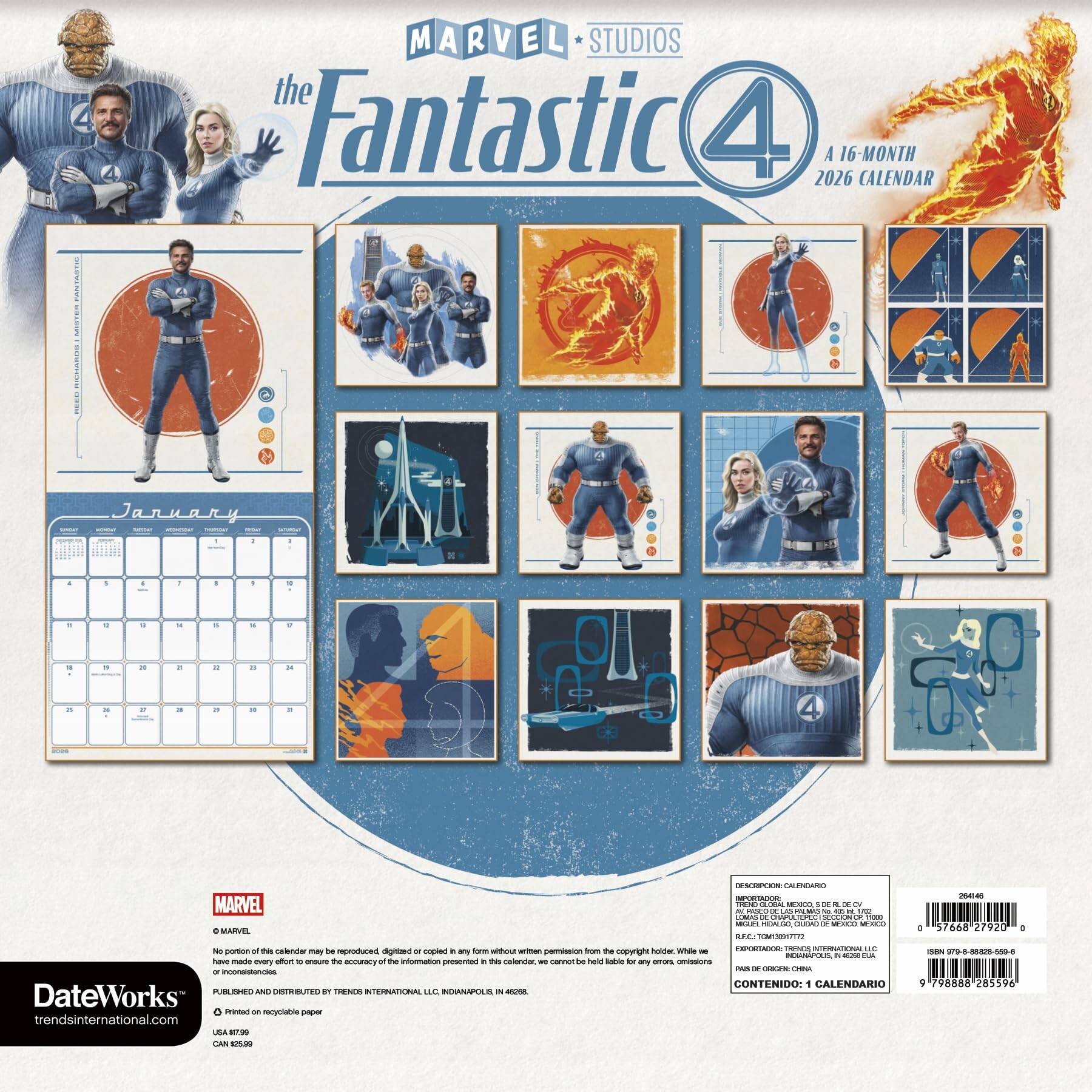 Marvel Fantastic Four Kalender 2026 Deluxe 2026 Fantastic Four Movie ...