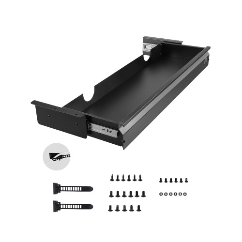 VEVOR 33"""" Wide Under Desk Drawer Slide Out Under Desk Mounted Pull ...