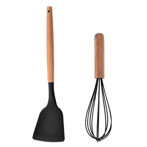 Juego de espátulas de silicona resistentes a la temperatura, mango de ...