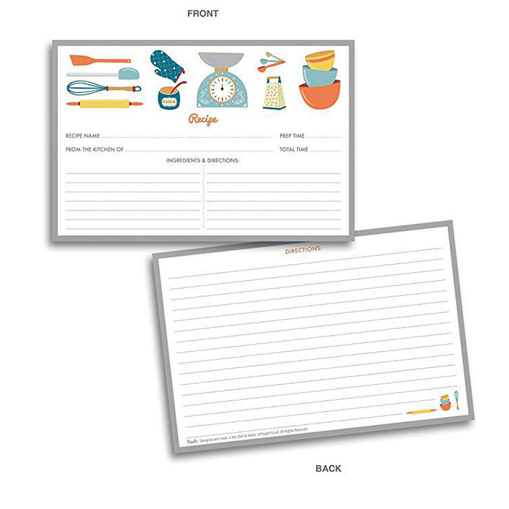Fiches recettes élégantes, format 10 x 15 cm (4 x 6 pouces), vert sauge ...