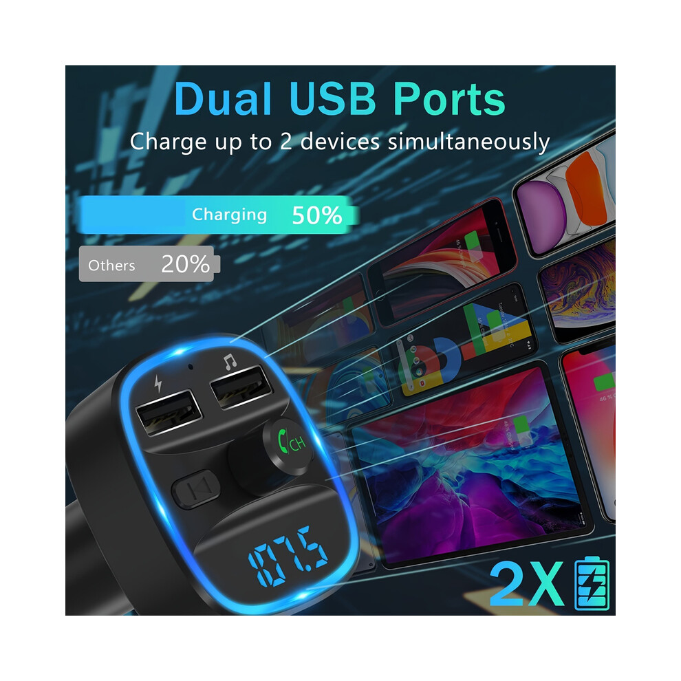 Émetteur FM Bluetooth 2022 amélioré, kit mains libres avec double ...