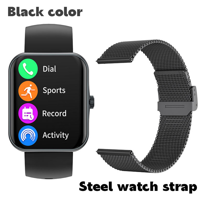 Montre connectée 2025 (noire avec bracelet) pour adultes : tensiomètre ...