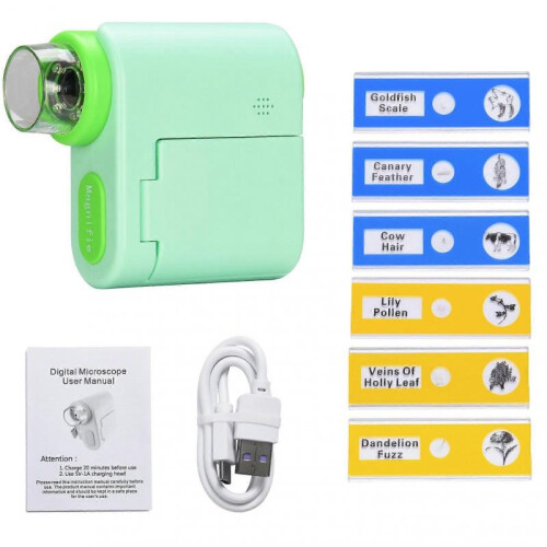 (No TF Card, Green) 1000X Handheld Microscope for Kids HD Screen Lens ...