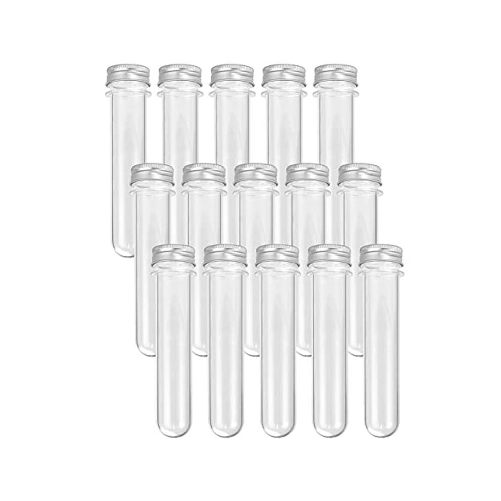 15PCS 100Ml Clear Plastic Test Tubes with Screw Caps and 1 Cleaning ...