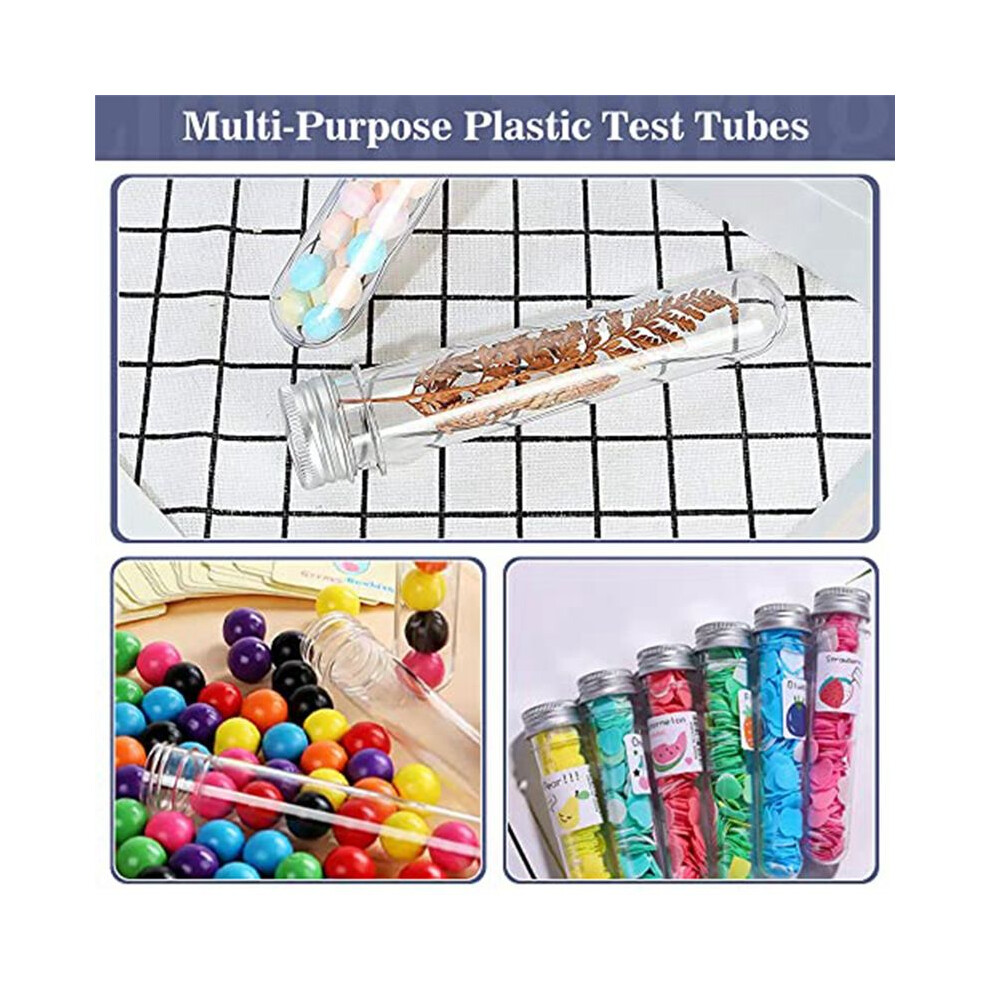 15PCS 100Ml Clear Plastic Test Tubes with Screw Caps and 1 Cleaning ...