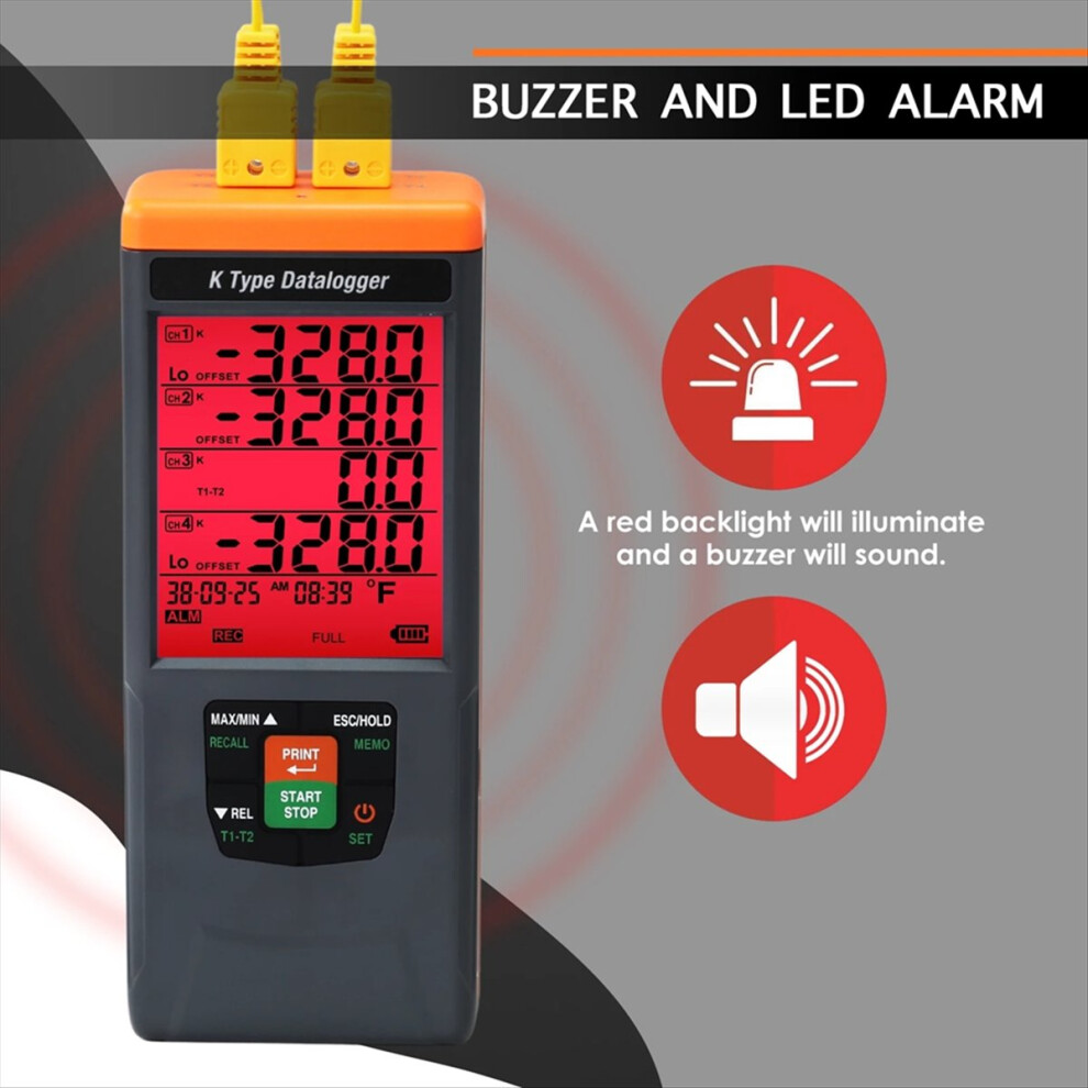 Medidor digital de termopar tipo K con 4 canales de temperatura, seguro ...