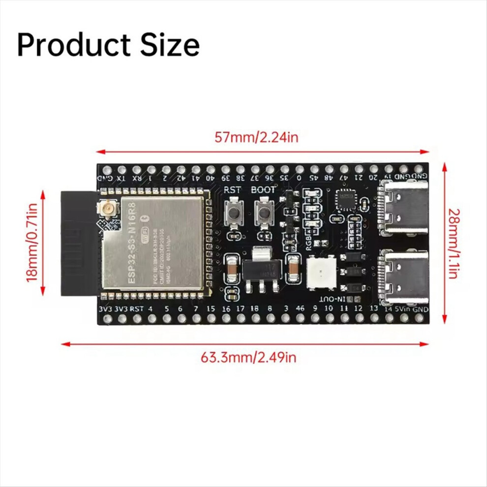 Placa de desenvolvimento ESP32-S3 Dual Type-C CORE Board ESP32-C3 ...