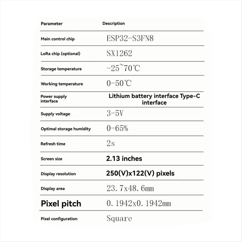 Monitor Vision Master E213 Meshtastic de 868 MHz com tela E-Ink preta e ...