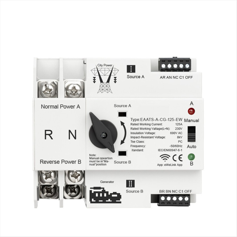 ATS WiFi Smart Dual Power Automatic Transfer Electrical Selector Switch ...