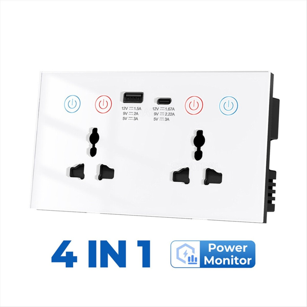Tuya WiF Smart Socket USB Typ-C Wandsteckdose 4-in-1 Universal ...