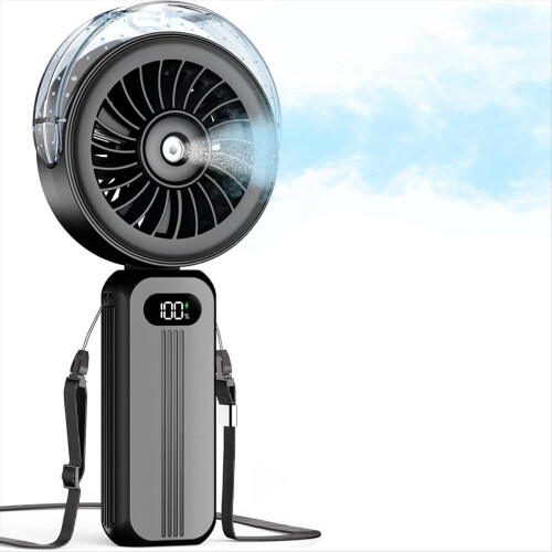Handheld Misting Fan Powerful4 High Speeds Rechargeable Small Hand Held ...