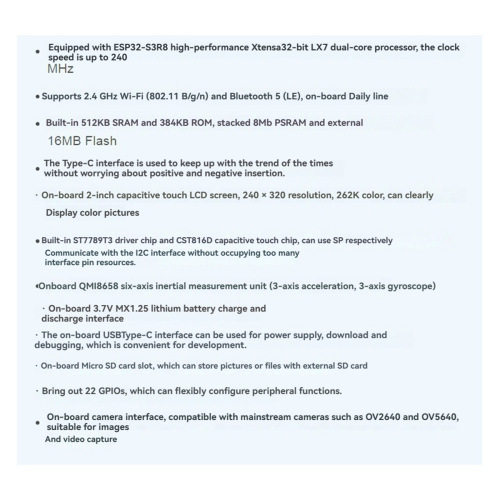 ESP32-S3 2inch IPS Capacitive Touchscreen Development Board 240x320 LCD ...