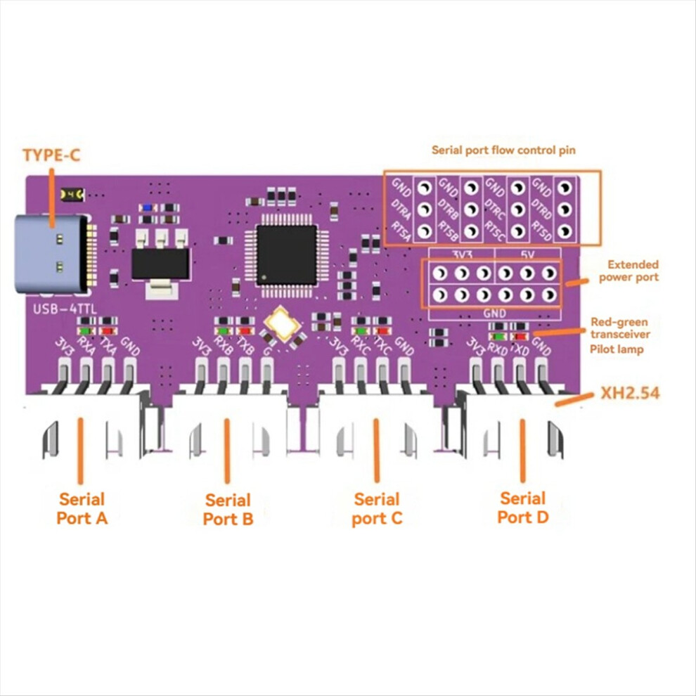 Module de conversion de communication USB vers port série TTL 4 voies ...