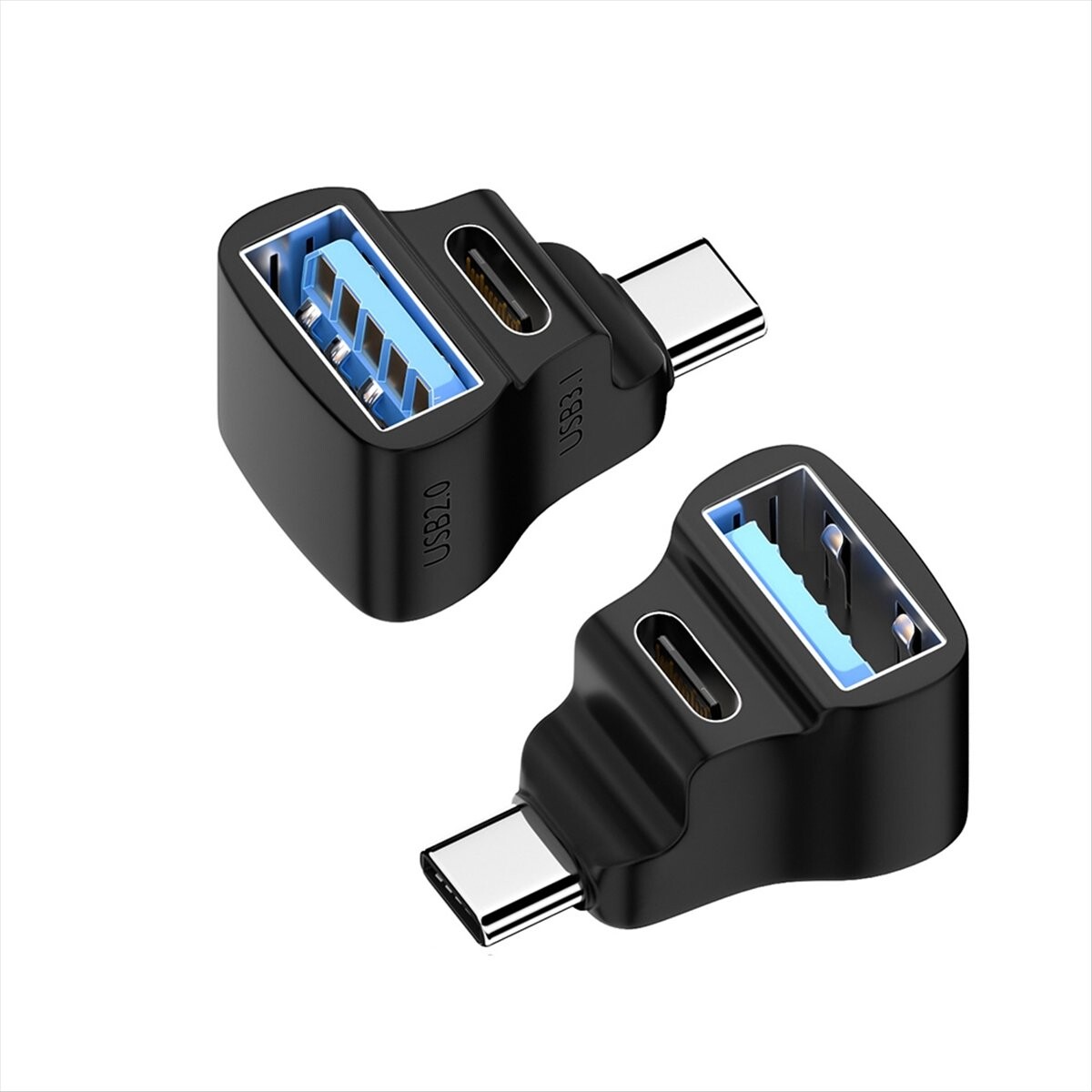 2 Adaptadores USB-C de 180 graus para Conector USB-C Duplo de 20Gbps 8K ...