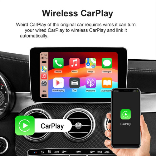 Wireless Carplay Adapter Wireless Android Auto Wired to Wireless Car ...