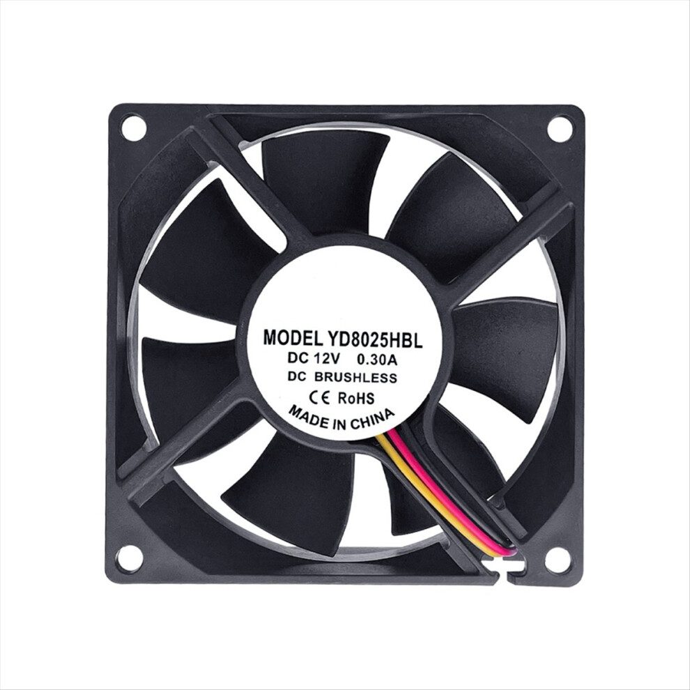 8cm Cooling Fan PC Computer Case DC 12V 0.3A Mute 8025 Fan 3Pin ...