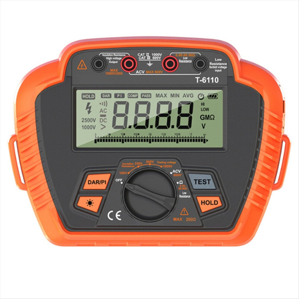 Insulation Resistance Tester 1000V Digital Megohmmeter, MAX 20GΩ ...