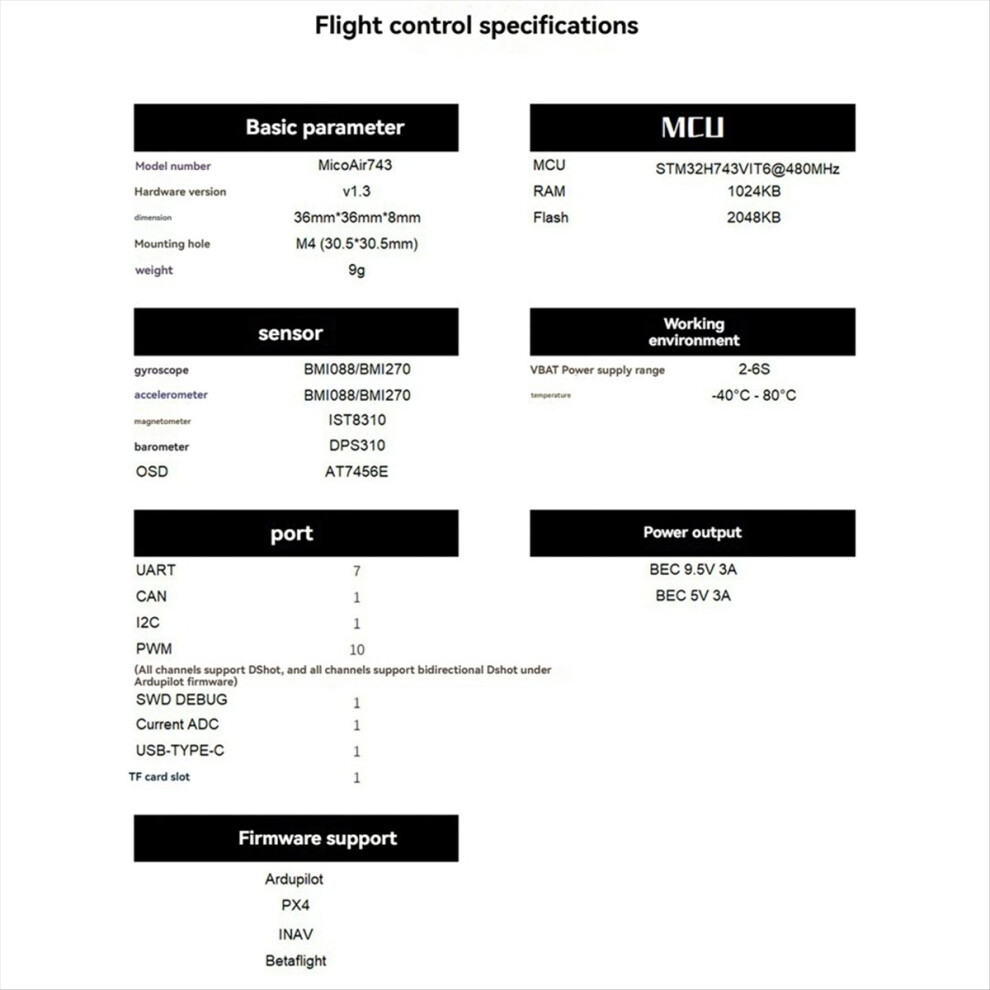 MicoAir743 Dual IMU Flight Controller STM32H743VIT6 Supports Firmware ...
