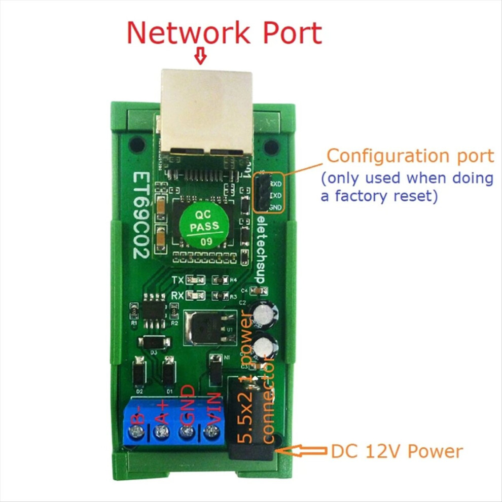 ET69C02 Prevodník zbernice Ethernet IP RJ45 na RS485 pre Modbus RTU ...