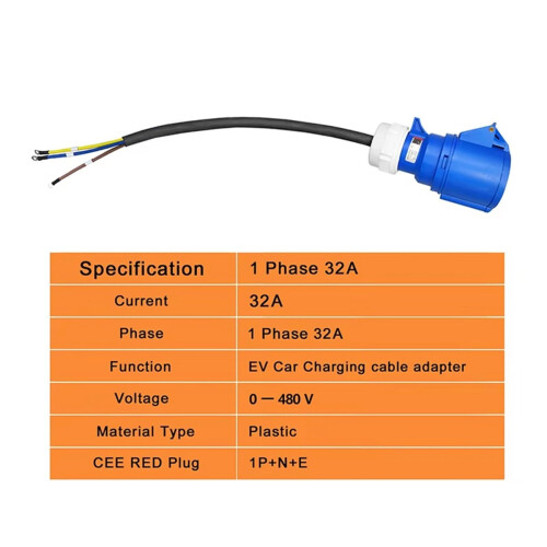 Three-Pin Female Adapter Charger Adapter Single-Phase 32A Universal New ...