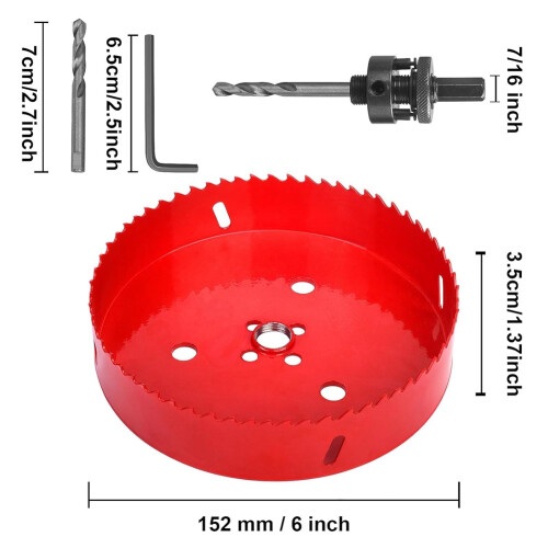 6 Inch Hole Saw - 152mm Bi-Metal Hole Cutter for Different Project with ...