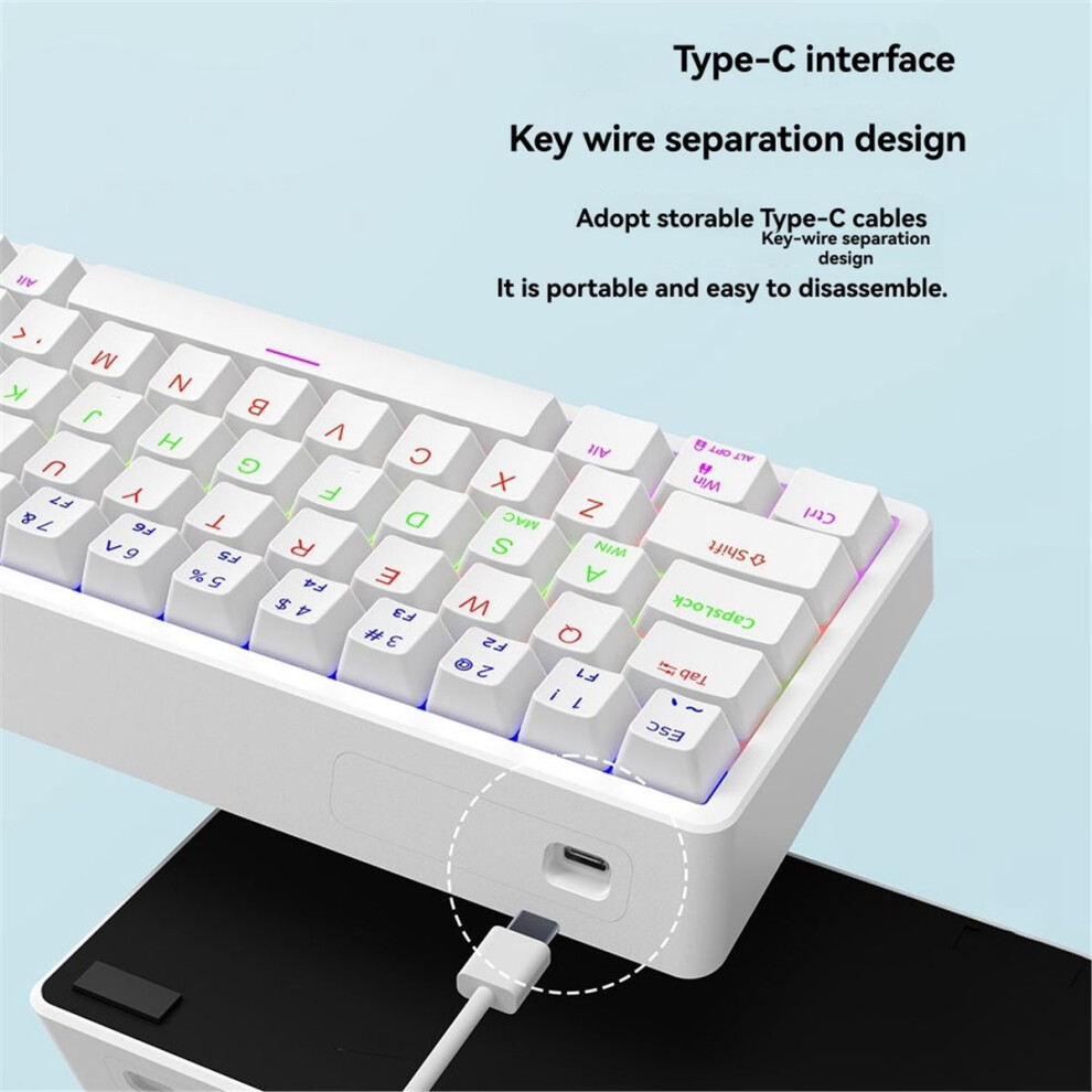 68 Key Mechanical Keyboard USB Wired RGB Backlight LED Red Switch ...