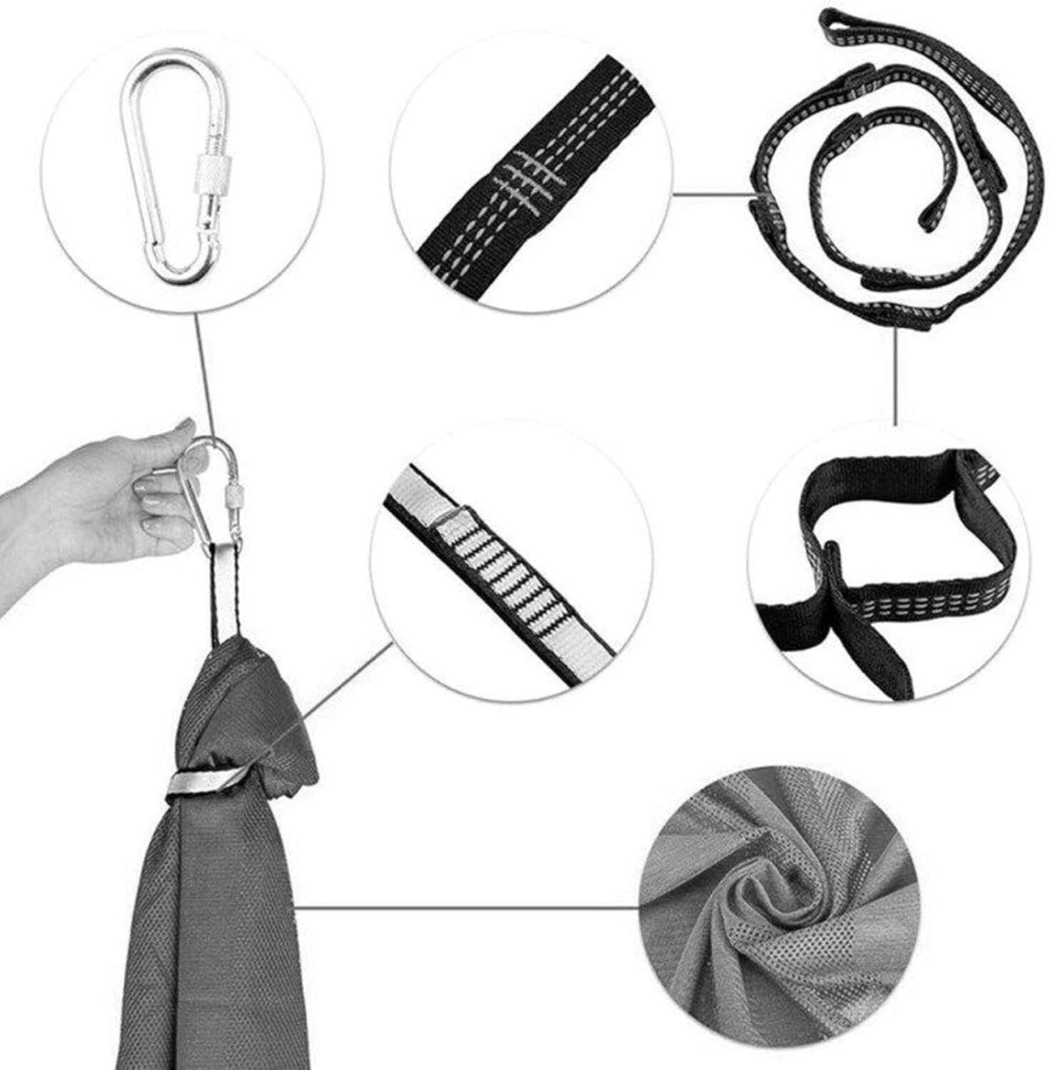 Hamac suspendu en nylon gris, pour une meilleure intégration ...