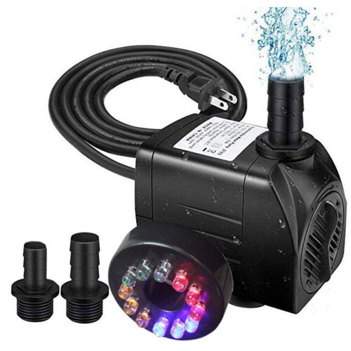 Pompe à eau submersible avec éclairage LED, micro-pompe ultra ...