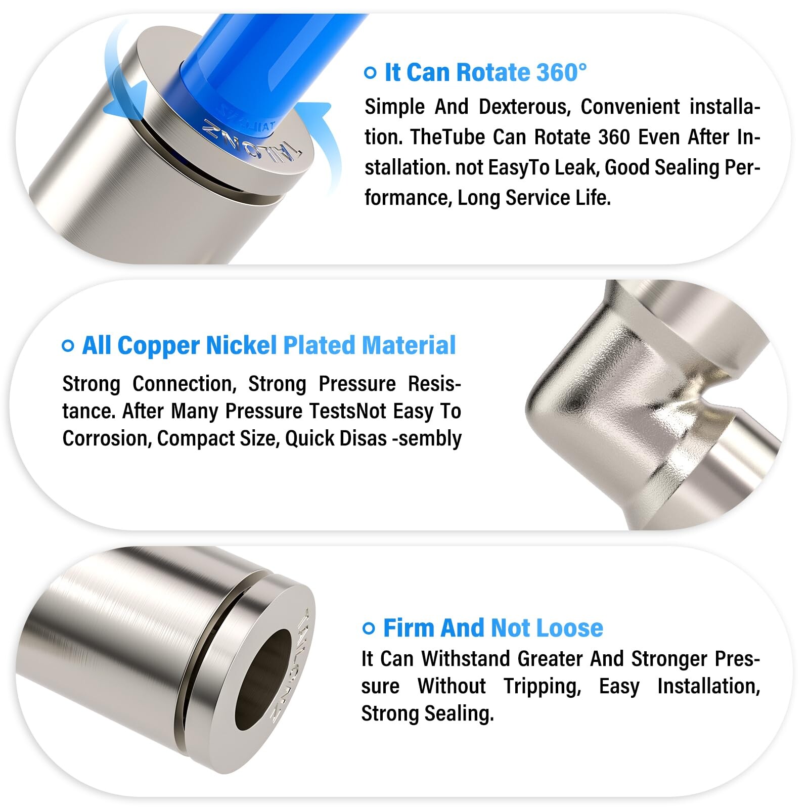 TAILONZ PNEUMATIC 1/4 OD Winkel vernickeltes Kupfer 90 Push-to-Connect ...