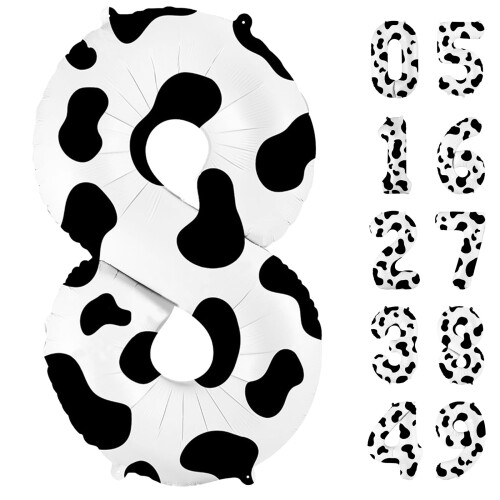 40 Inch Cow Print Balloon Number 8 balloons Cow Balloons for 8st ...