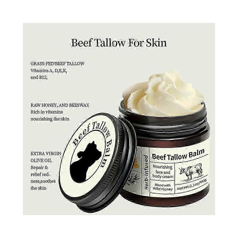Fat Cow Beef Tallow Skin Care Balm, Beef Tallow and Honey Balm for Skin ...