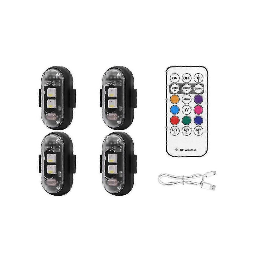 USB Rechargeable Wireless LED Strobe Lights 4 Pack 8 Colors Waterproof ...