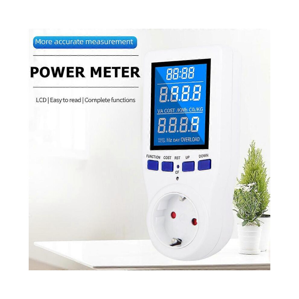 110/220V AC EU Power Meter Digital Display LCD Wattmeter Socket Wattage ...