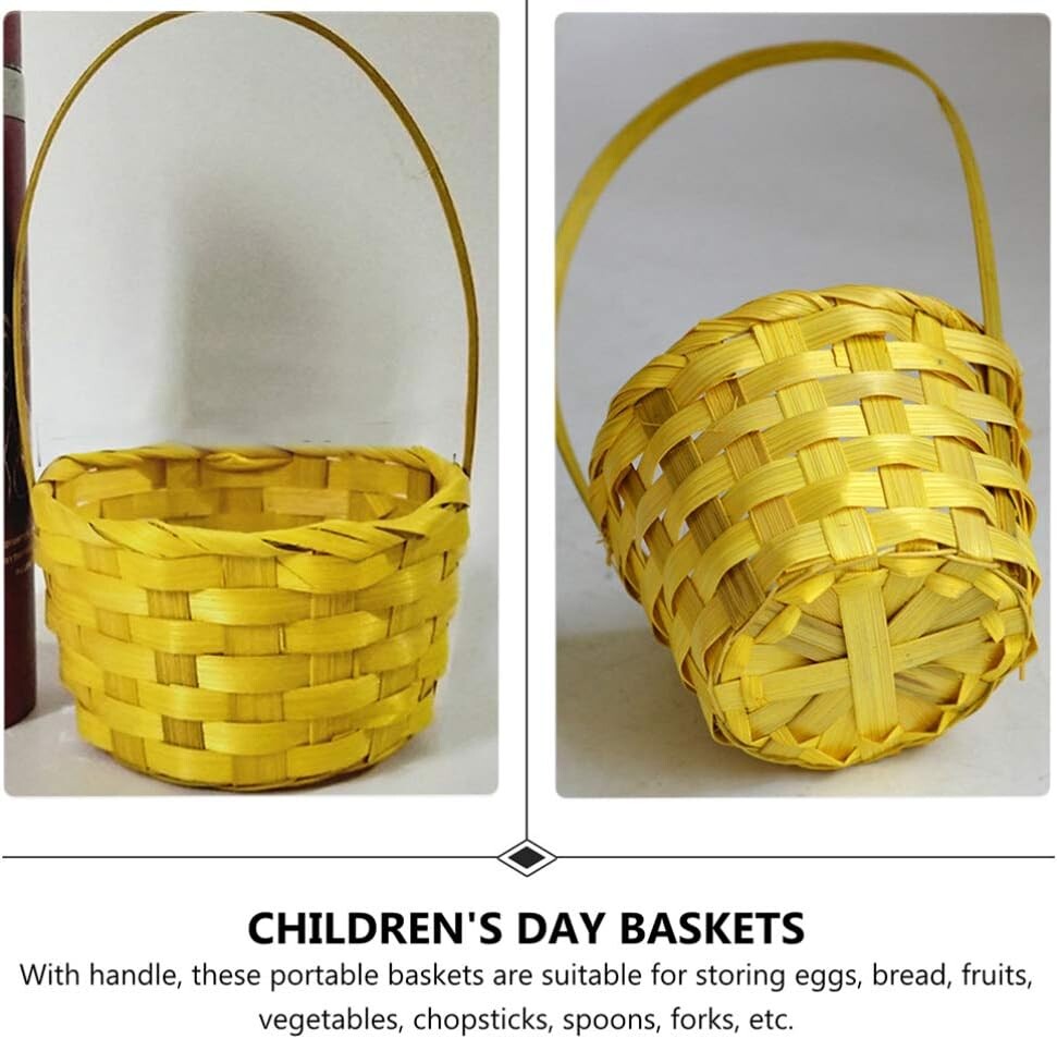 Round Woven Baskets, Portable Bamboo Containers for Artisanal Crafting ...