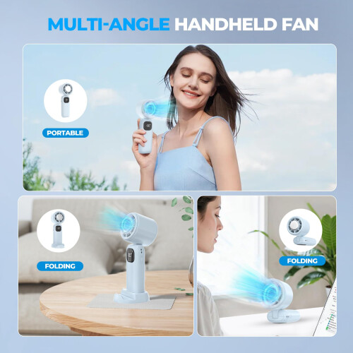 (Azul) Portable Fan, USB Rechargeable, Battery Powered, Snowflake ...