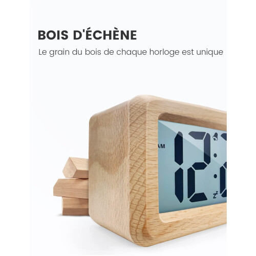 Petite horloge, réveil de voyage avec affichage multifonction, alimenté ...