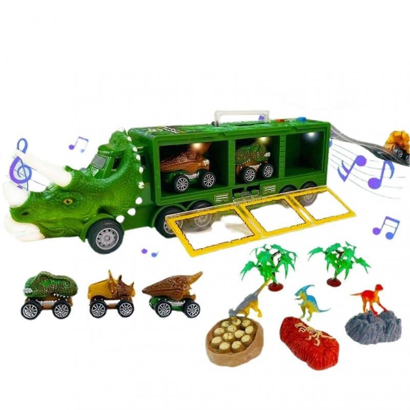 (Green) Dinosaur Transport Toy Car With Its Own Music And Lights ...