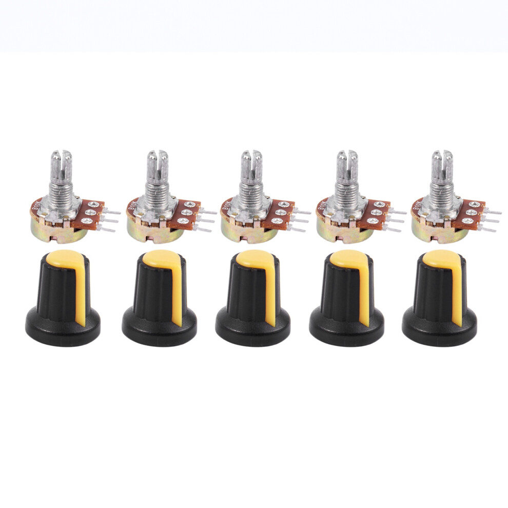5pcs 10K OHM 3 Terminal Linear Taper Rotary Audio B Type Potentiometer ...