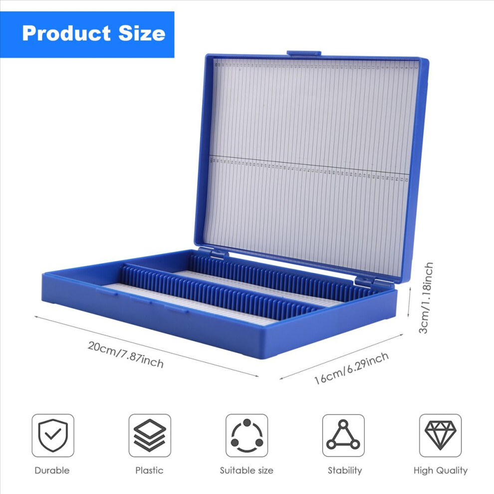 Royal Blue Plastic Rectangle Hold 100 Microslide Slide Microscope Box ...