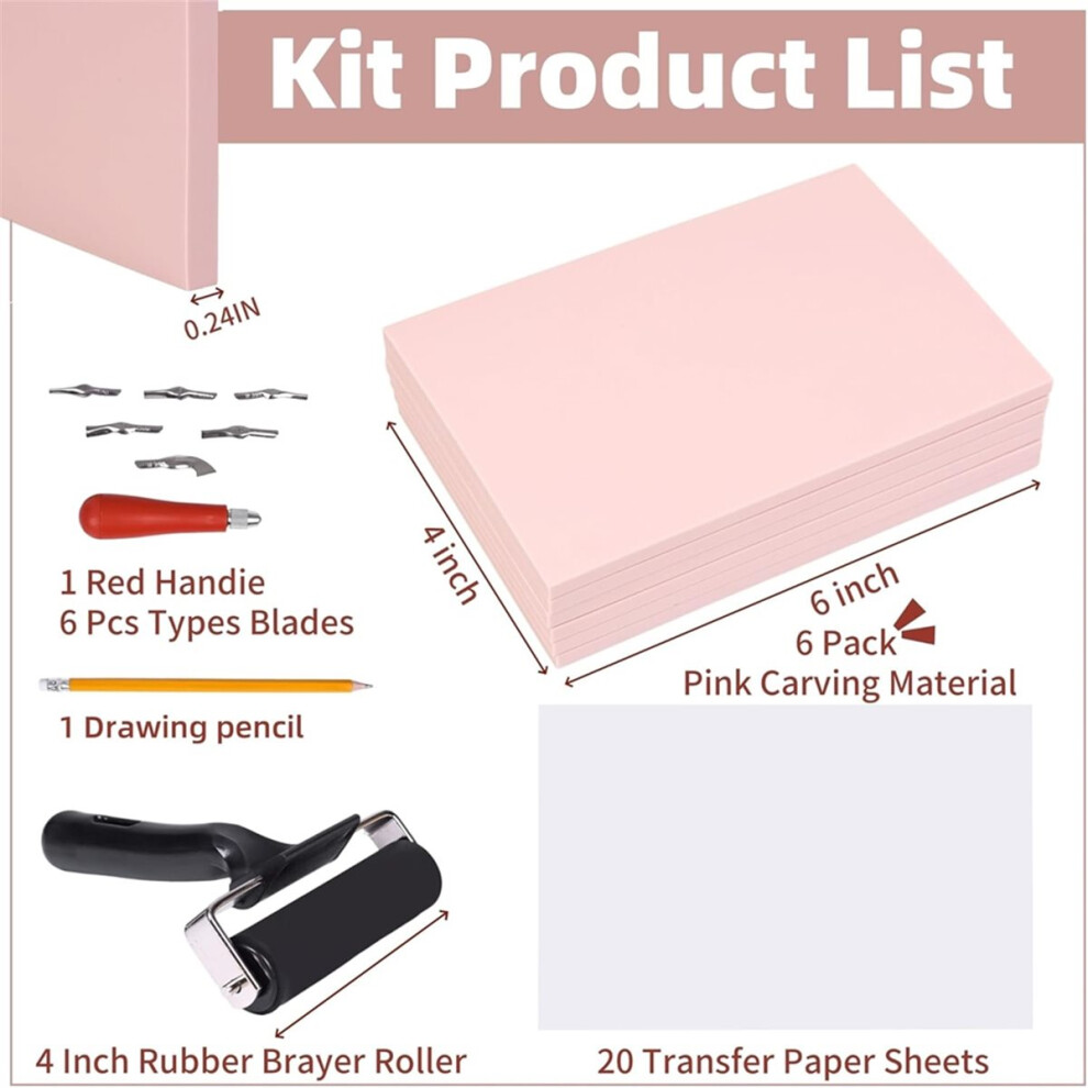 Linocut Kit for Printmaking,Linocut Tools Rubber Linoleum Blocks, Block ...
