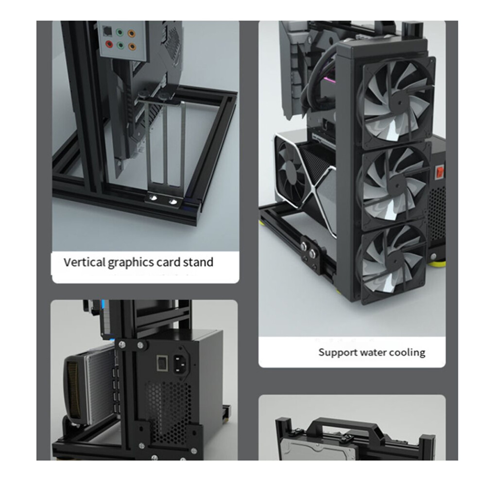 Gaming-Gehäuse MOD ITX PC-Gehäuse + Bildschirm Offener Rahmen Aluminium ...