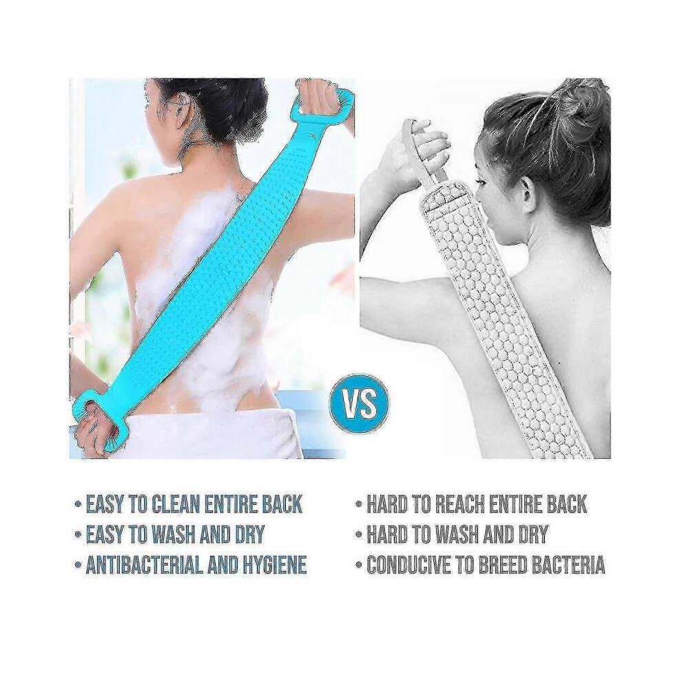 Extra Long 90cm/36inch Silicone Back Scrubber for Shower, Double Sided ...