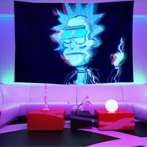 Gobelín s anime motivem, který svítí ve tmě, psychedelický nástěnný ...