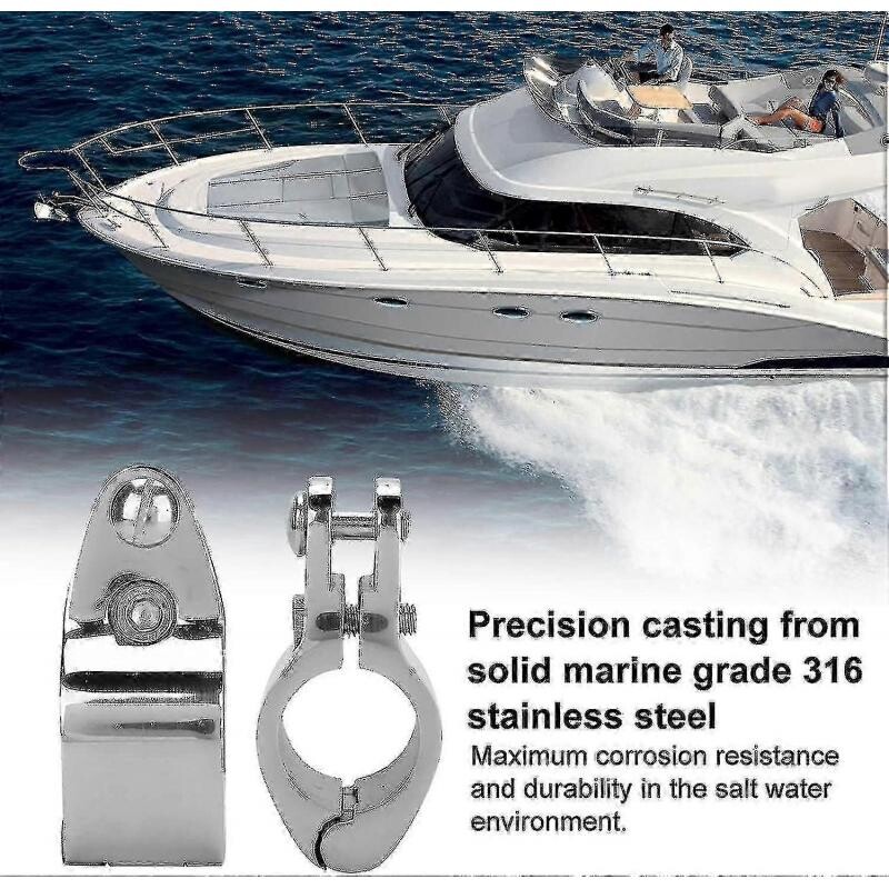 (30mm) 2 Pieces 316 Stainless Steel Marine Pipe Clamps Boat Top Hinge ...