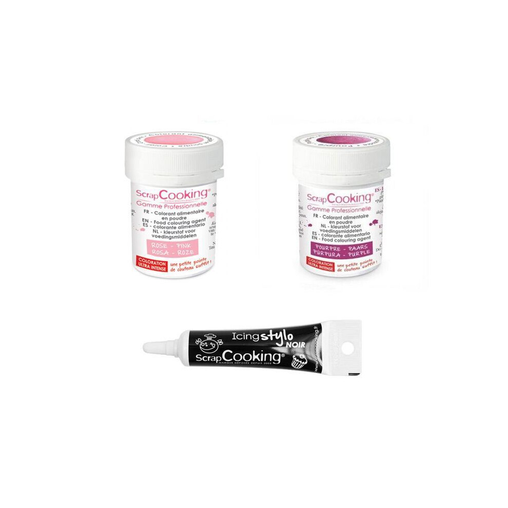 2 colorants alimentaires pourpre-rose poudré + Stylo glaçage noir on OnBuy