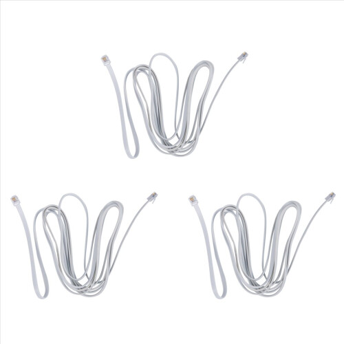 3X 6P6C RJ11 Telephone Extension Fax Modem Cable Line 9.8Ft Length ...