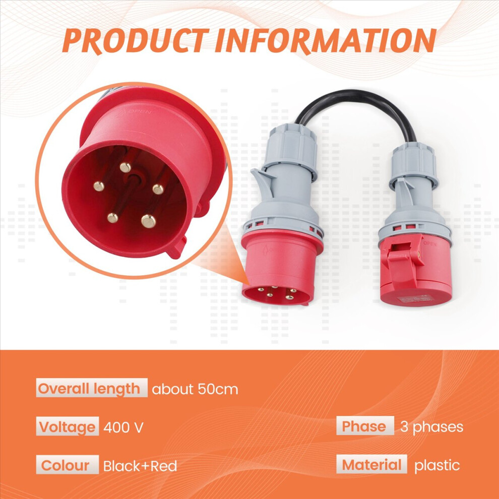 5 Pin Red 32A Male to 16A Female CEE-Adapter Gen Ev Charger Extension ...