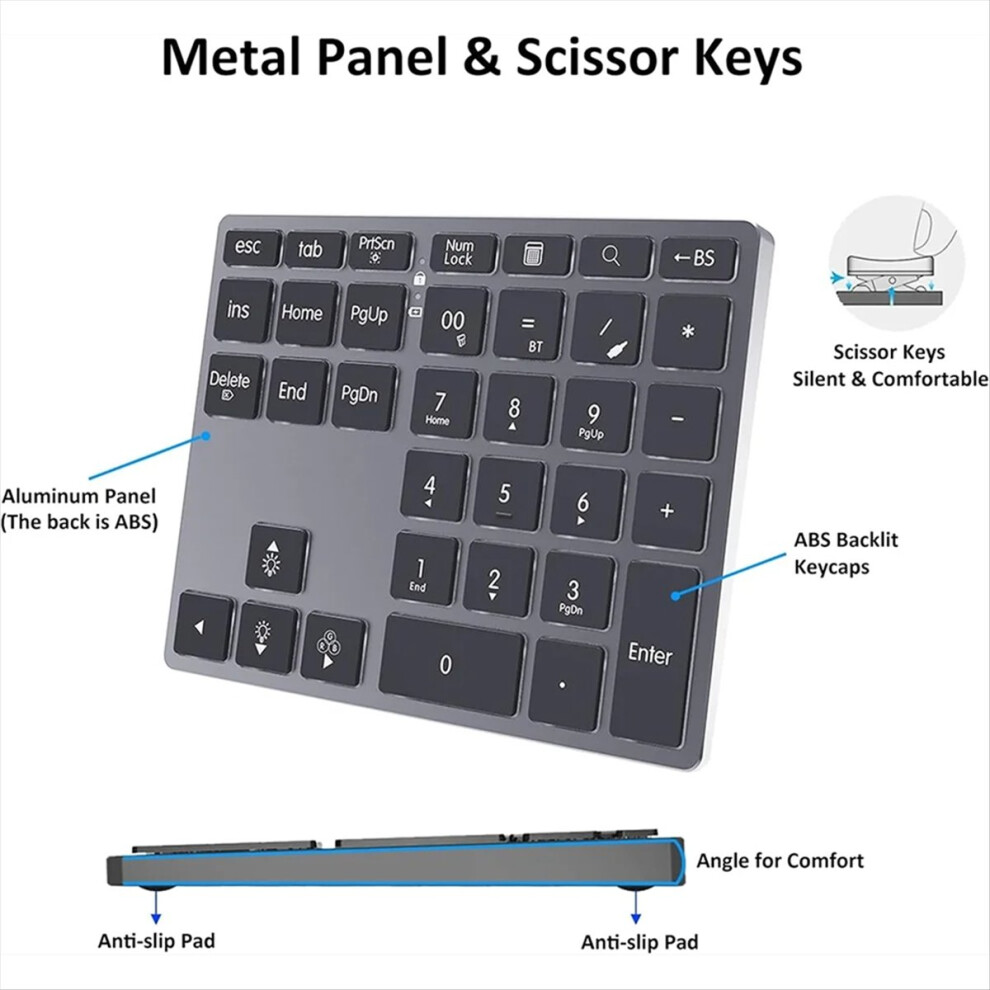 Tri-Mode Numpad 7-Color LED Backlit Wireless Keyboard C on OnBuy